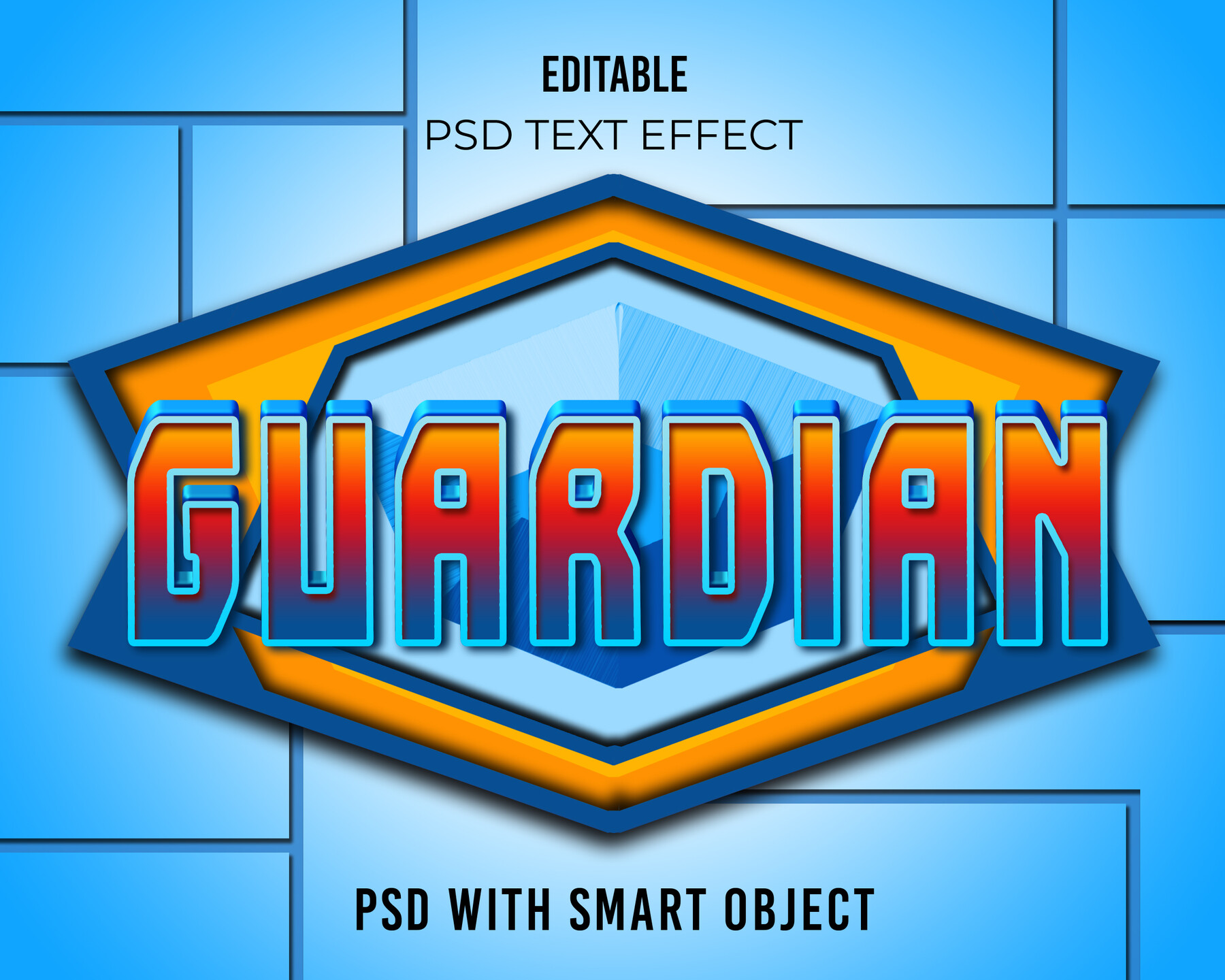 ArtStation - 3D Guardian. PSD fully editable text effect. Layer style ...