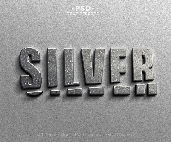 ArtStation - 3D Silver PSD fully editable text effect. Layer style PSD ...