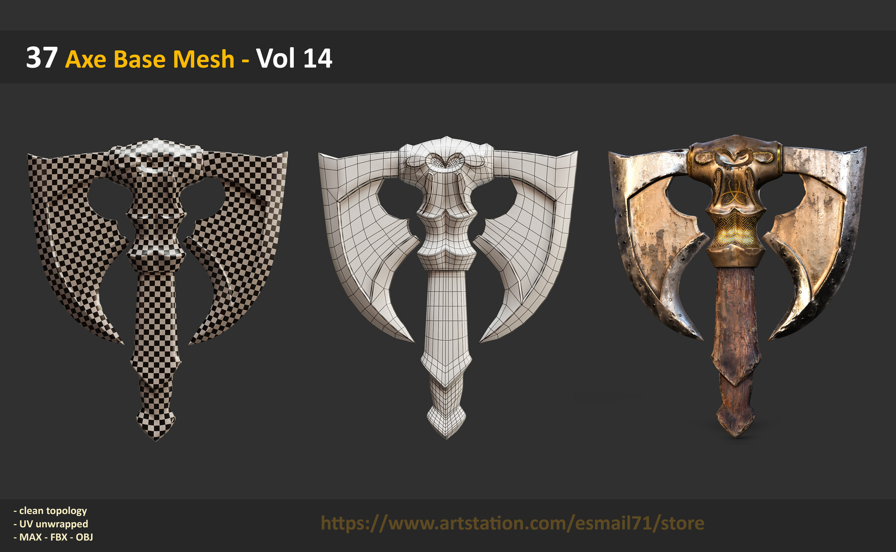 ArtStation - 37 Axe Base Mesh - Vol 14 | Resources