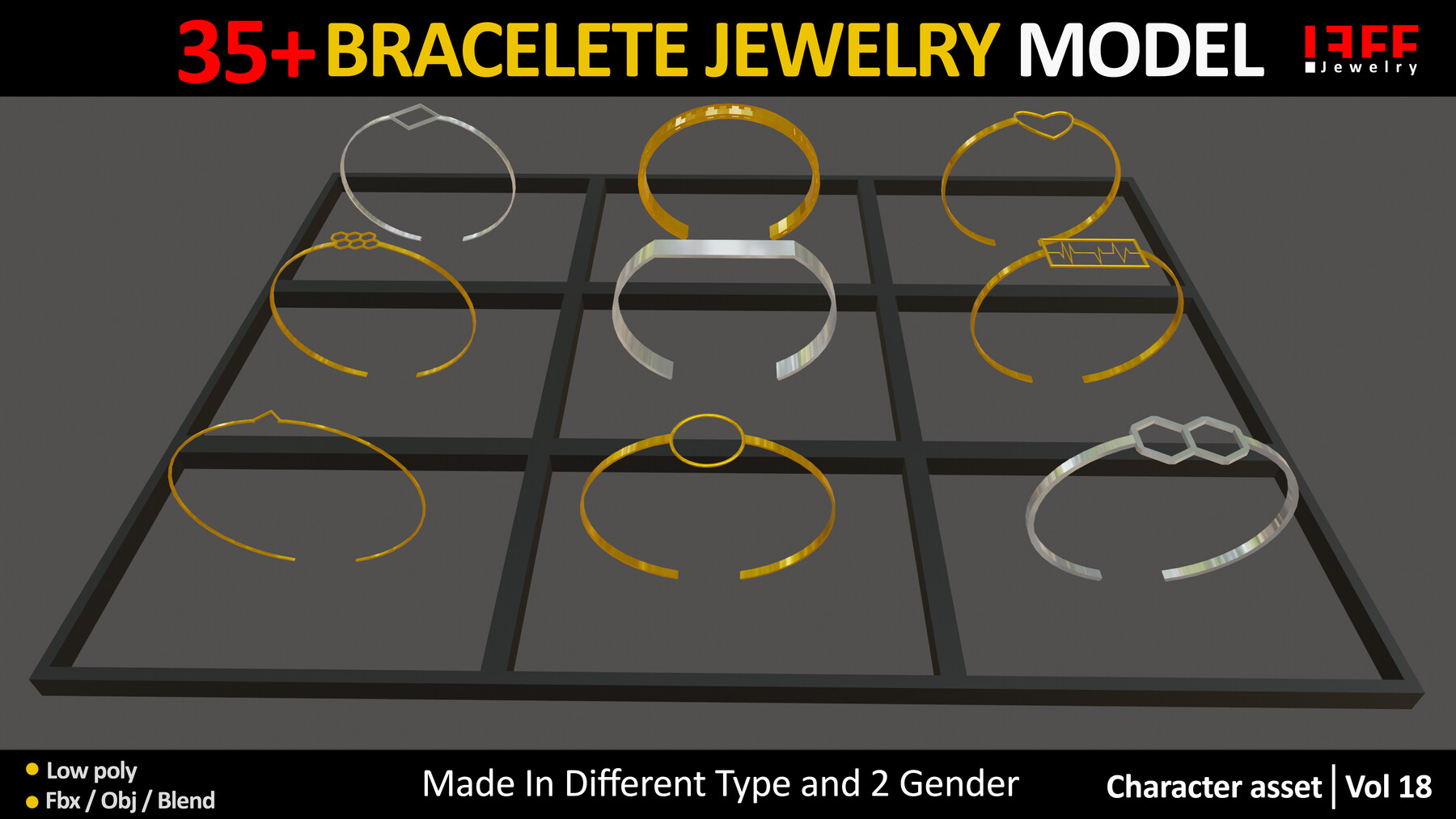 ArtStation - 35+ BRACELET JEWELRY MODEL VOL 18 | Game Assets