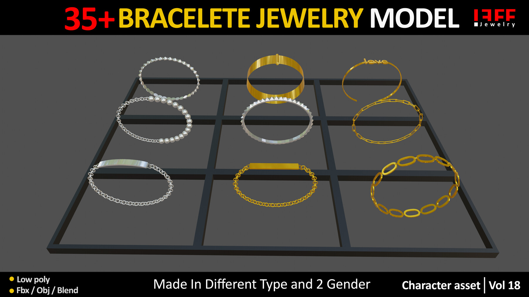 ArtStation - 35+ BRACELET JEWELRY MODEL VOL 18 | Game Assets