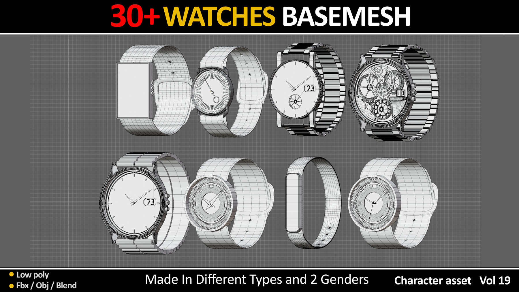ArtStation - 30+ WATCHES BASEMESH MADE IN DIFFERENT TYPES VOL 19 | Game ...