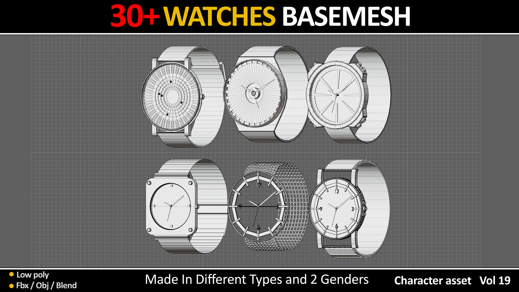 ArtStation - 30+ WATCHES BASEMESH MADE IN DIFFERENT TYPES VOL 19 | Game Assets
