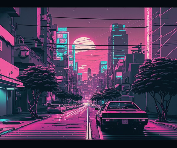 ArtStation - Vaporwave city | Artworks