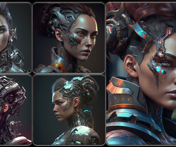 ArtStation - 300 Cyborg Head Sculpt (Male and Female) Reference Pack ...