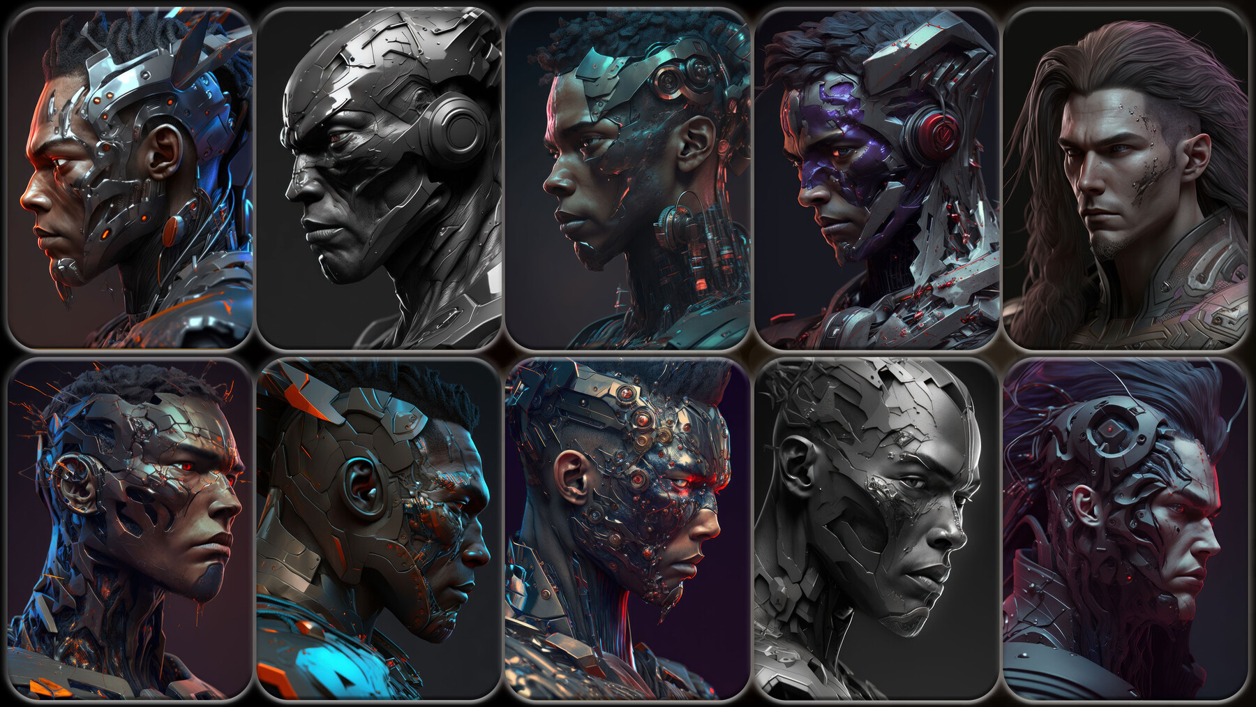 ArtStation - 300 Cyborg Head Sculpt (Male and Female) Reference Pack ...