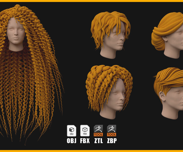 ArtStation - 30 Stylized Hair Base Mesh - VOL 02 | Resources