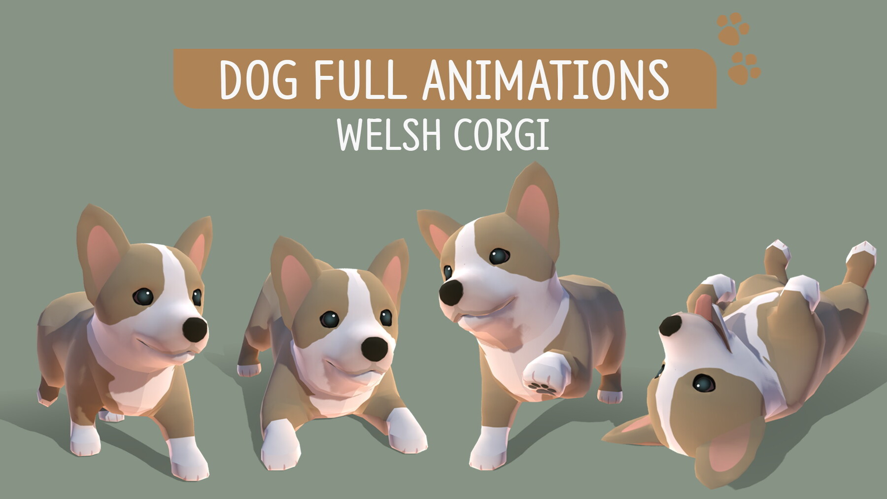 ArtStation - DOG Full Animations - Welsh Corgi | Game Assets