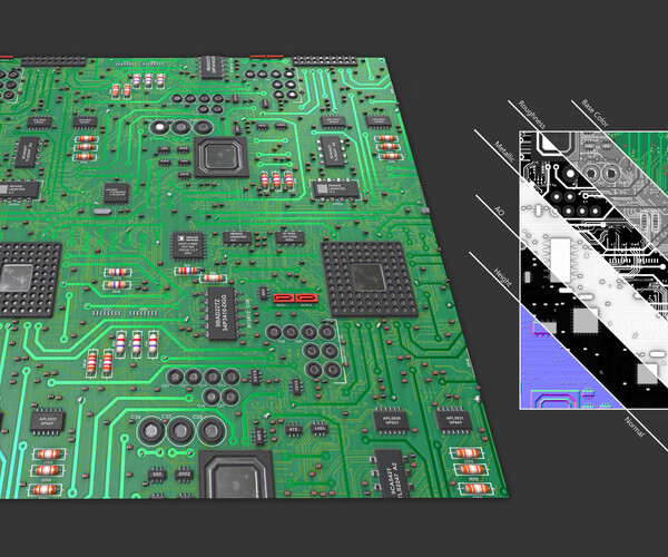 ArtStation - PBR - MOTHERBOARD, PCB BOARD - 4K MATERIAL | Game Assets