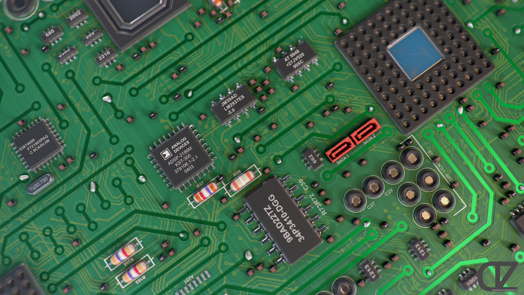 ArtStation - PBR - MOTHERBOARD, PCB BOARD - 4K MATERIAL | Game Assets