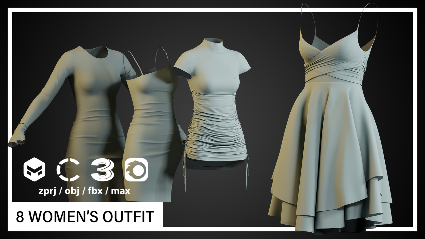ArtStation - 8 WOMEN'S OUTFIT | Game Assets