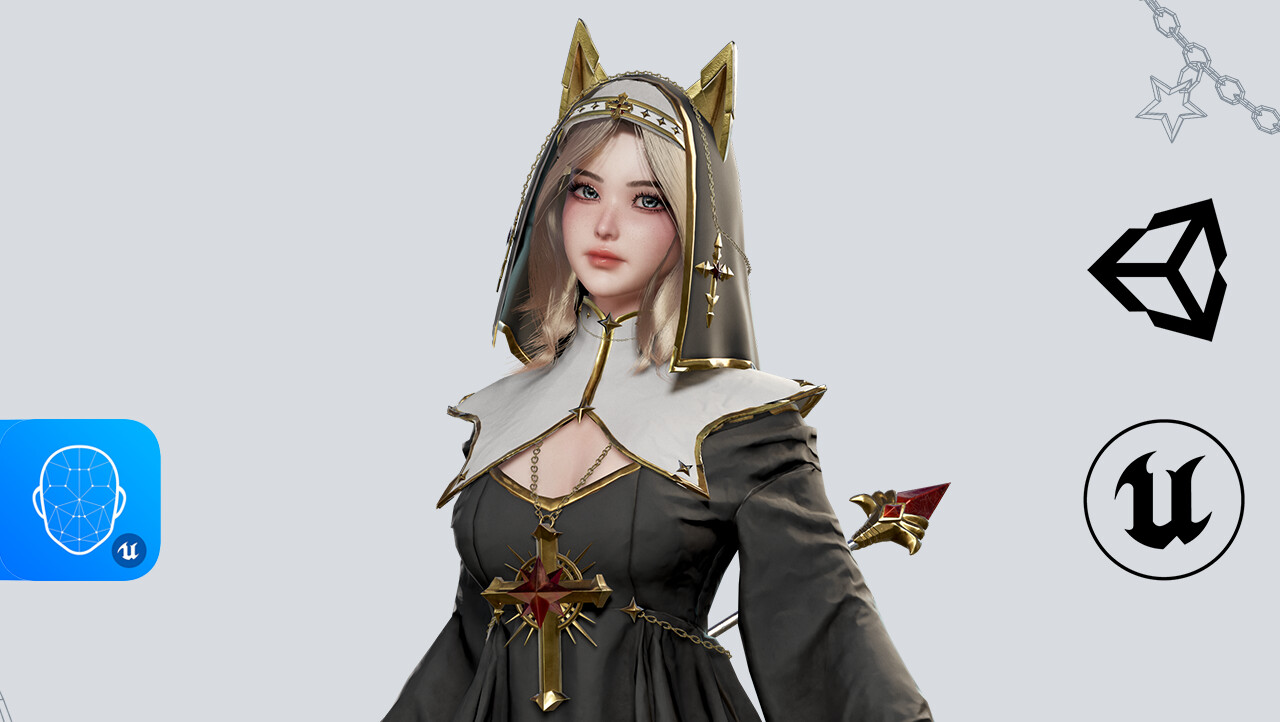 Ida Faber - Priestess Girl - Game Ready