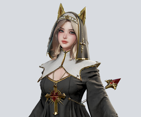 ArtStation - Priestess Girl - Game Ready | Game Assets