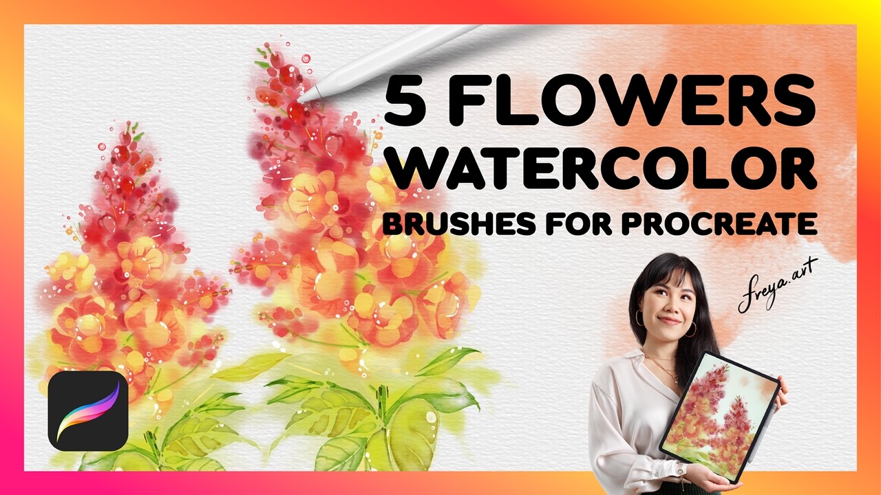 ArtStation - Procreate Watercolor Flowers | 5 Flowers Watercolor ...