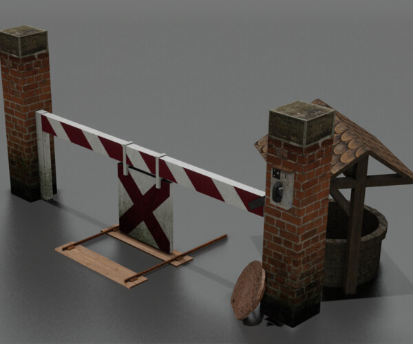 ArtStation - Railway props and well Low poly Game Ready | Game Assets