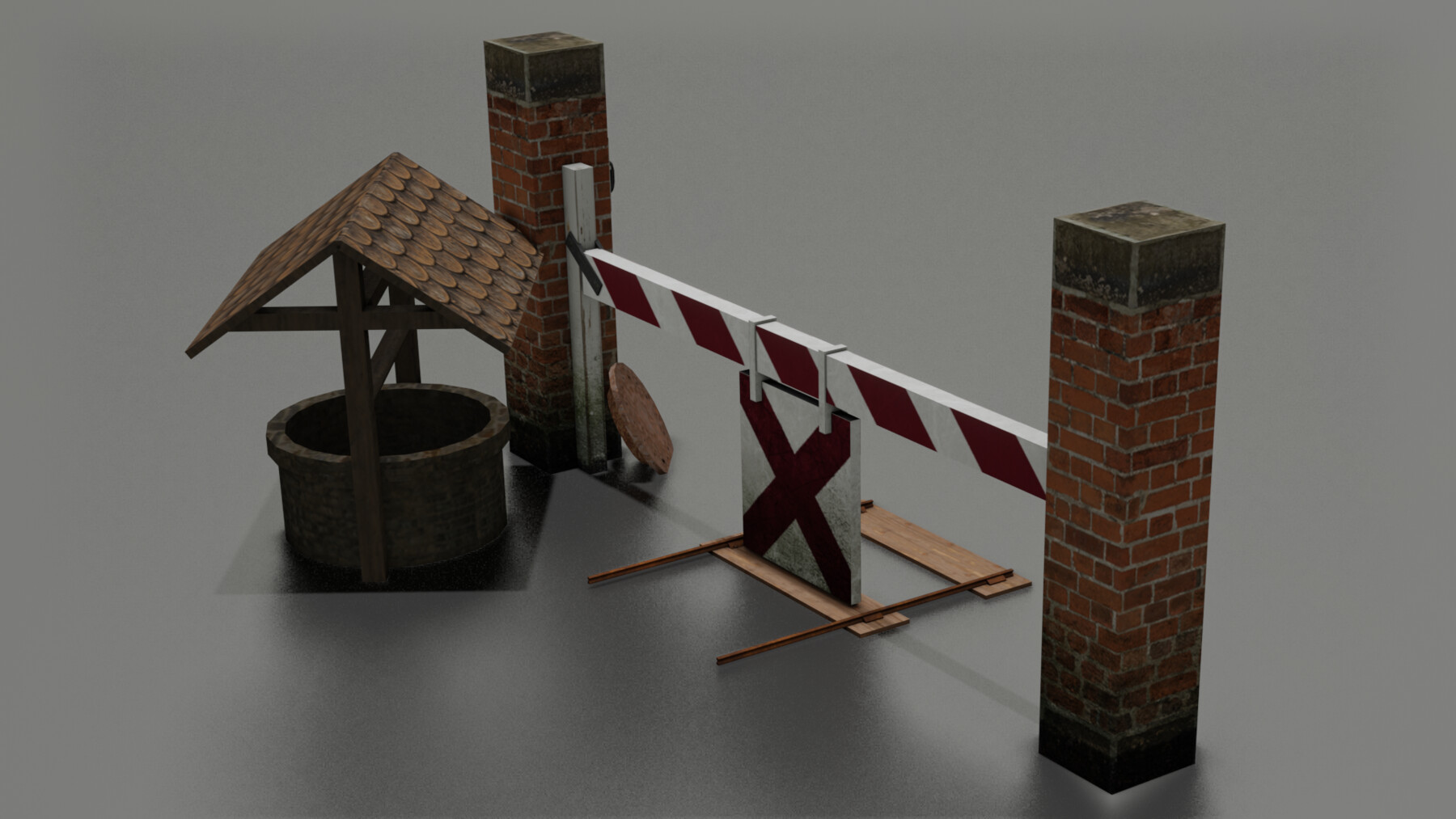 ArtStation - Railway props and well Low poly Game Ready | Game Assets