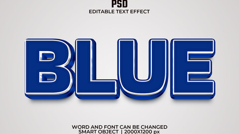 ArtStation - 3D Blue PSD fully editable text effect. Layer style PSD ...