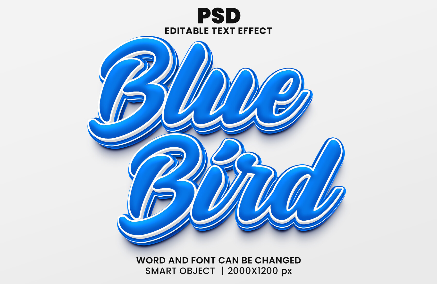 ArtStation - 3D Blue Bird PSD fully editable text effect. Layer style ...