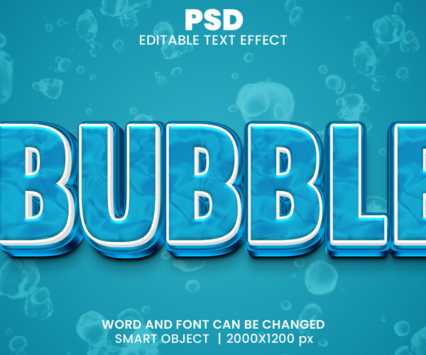 ArtStation - 3D Bubble PSD fully editable text effect. Layer style PSD ...