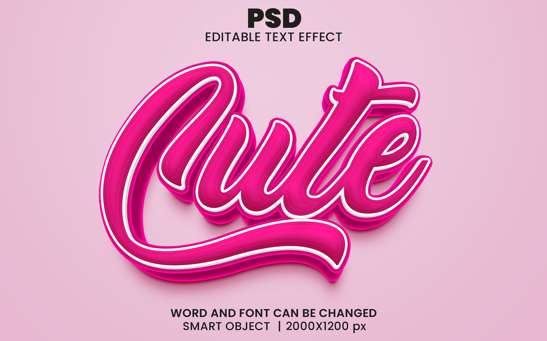 ArtStation - 3D Cute. PSD fully editable text effect. Layer style PSD ...