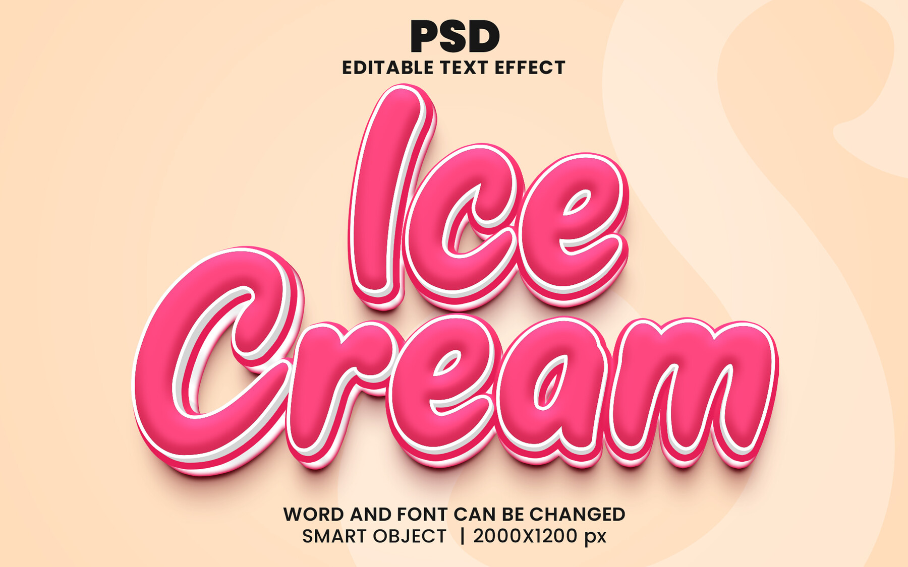 ArtStation - 3D Ice cream. PSD fully editable text effect. Layer style ...