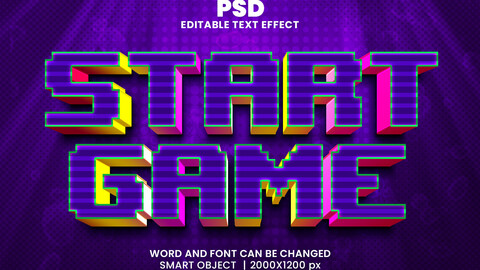 ArtStation - 3D Start Game. PSD fully editable text effect. Layer style ...