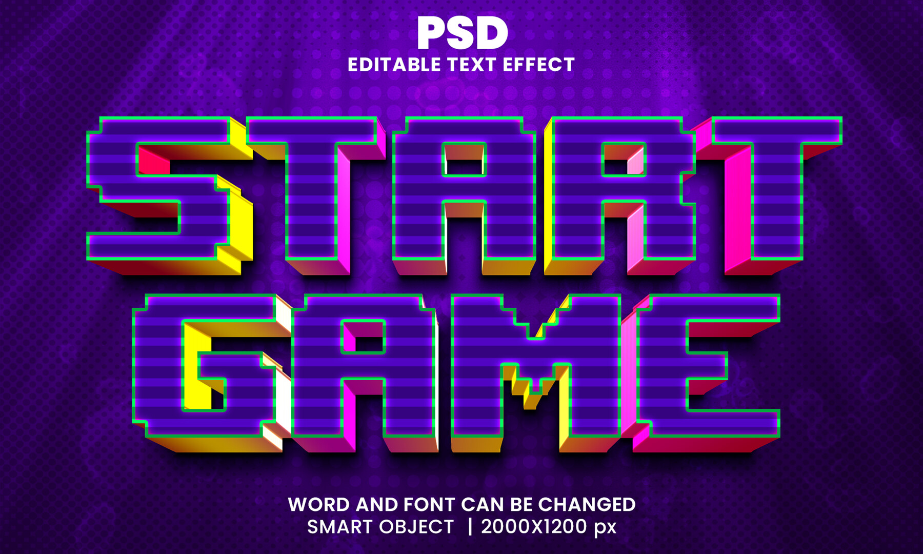 ArtStation - 3D Start Game. PSD fully editable text effect. Layer style ...
