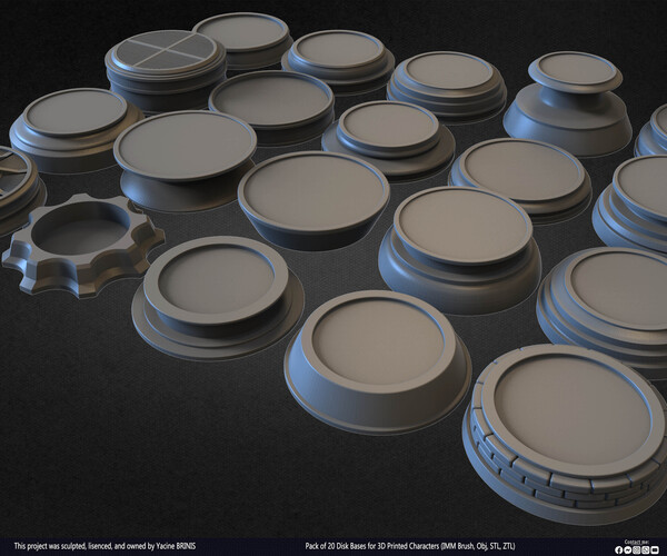 ArtStation - Pack of 20 Disk Bases (IMM Brush, Obj, STL, ZTL) Vol 01 ...