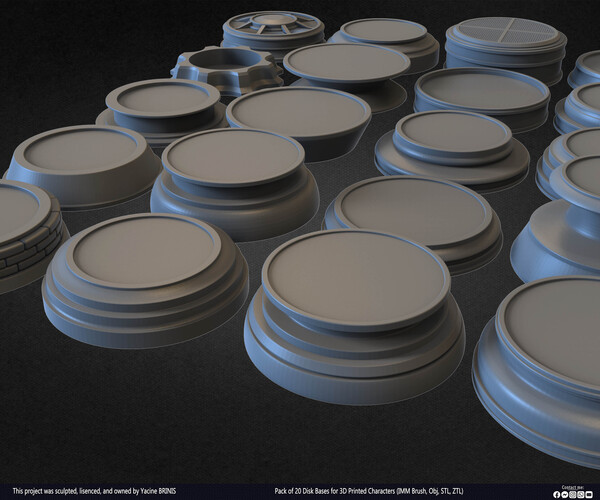 ArtStation - Pack of 20 Disk Bases (IMM Brush, Obj, STL, ZTL) Vol 01 ...