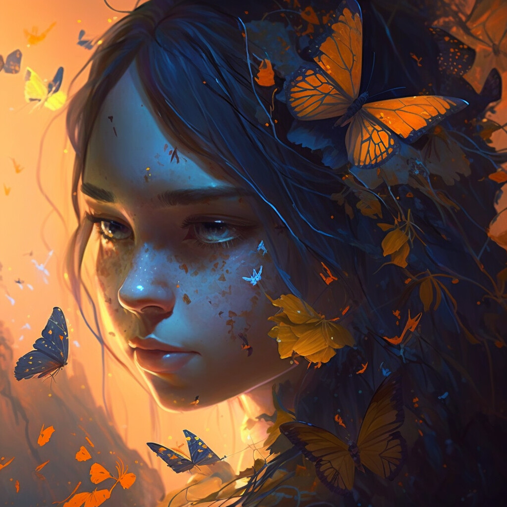ArtStation - Butterfly Dreams: A Portrait of a Young Girl 1 | Artworks