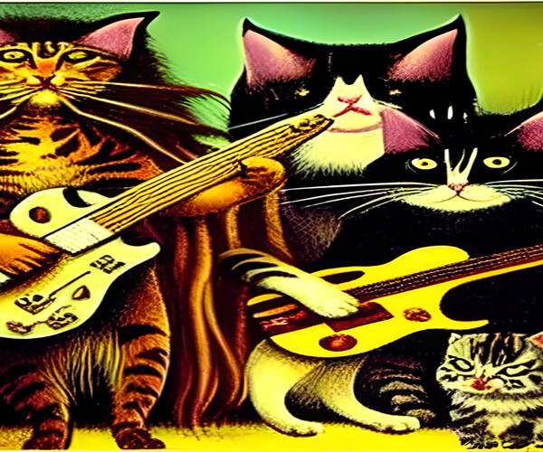 ArtStation - A heavy metal cat band | Artworks