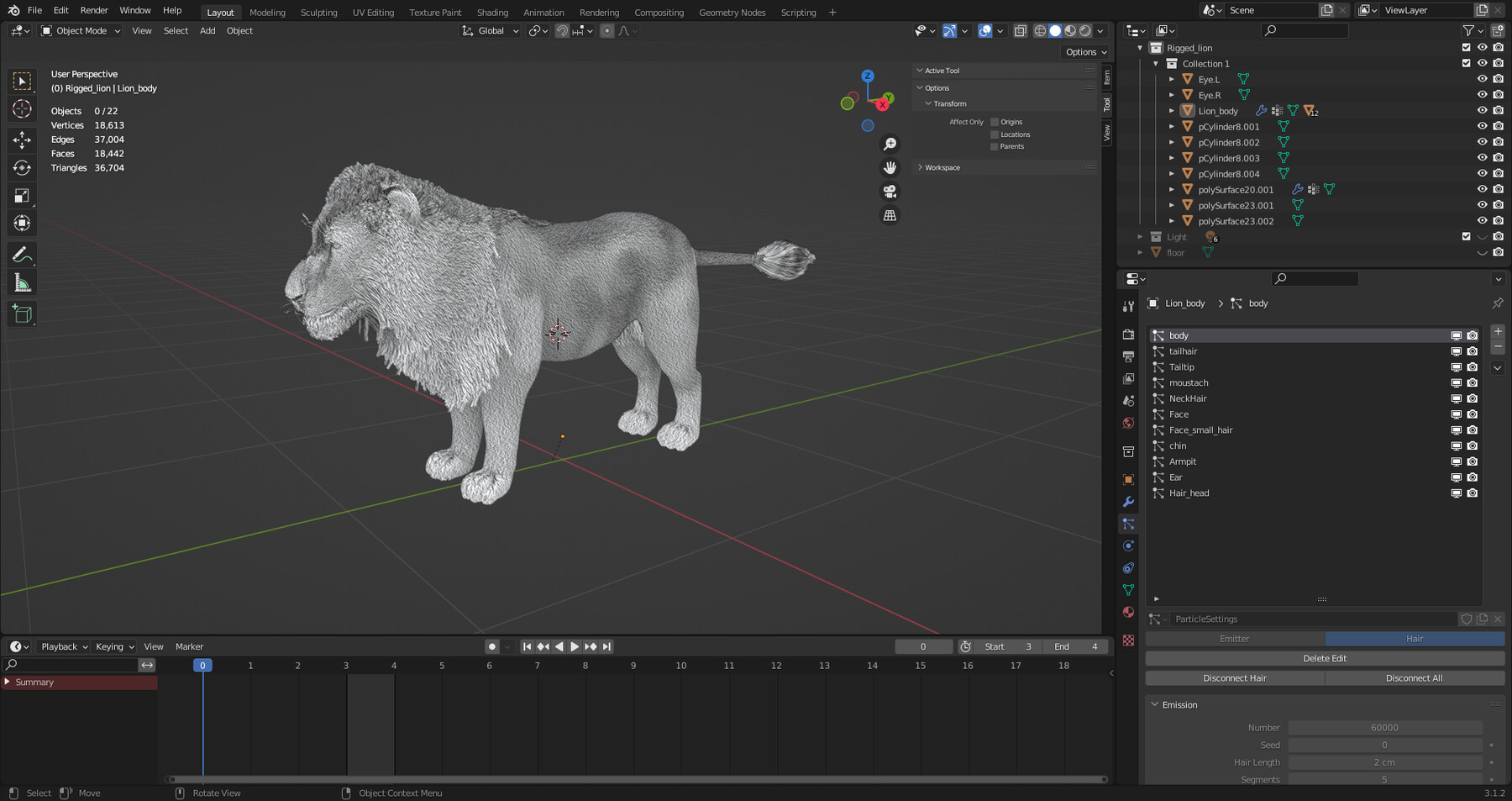 ArtStation - Fur Lion Rigged and Animation in Blender | Game Assets