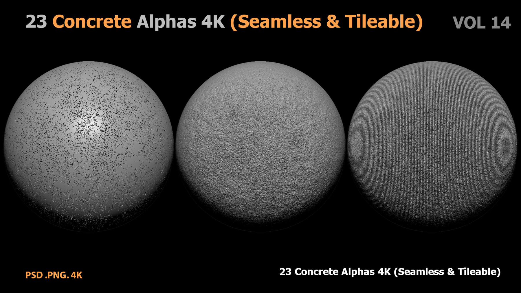 ArtStation - 23 Concrete Alphas 4K (Seamless & Tileable) VOL 14 | Brushes