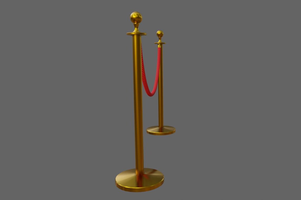 ArtStation - Queue Separator Pedestal - Organizador de Fila Low-poly 3D model | Game Assets