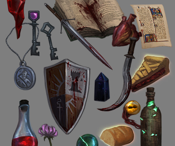 ArtStation - [2D] 110 Fantasy Items | Game Assets