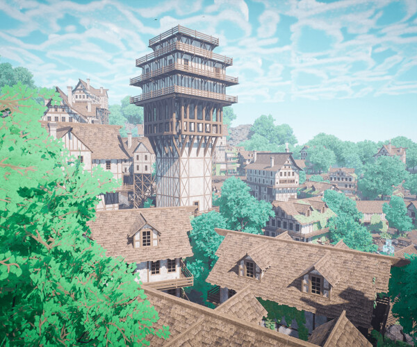 ArtStation - Modular Medieval Town - Medieval Village - Medieval City ...