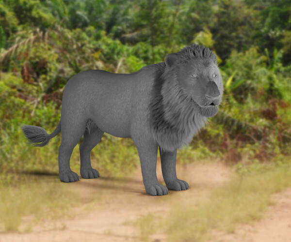 ArtStation - Fur White Lion Rigged and Animation in Blender | Game Assets