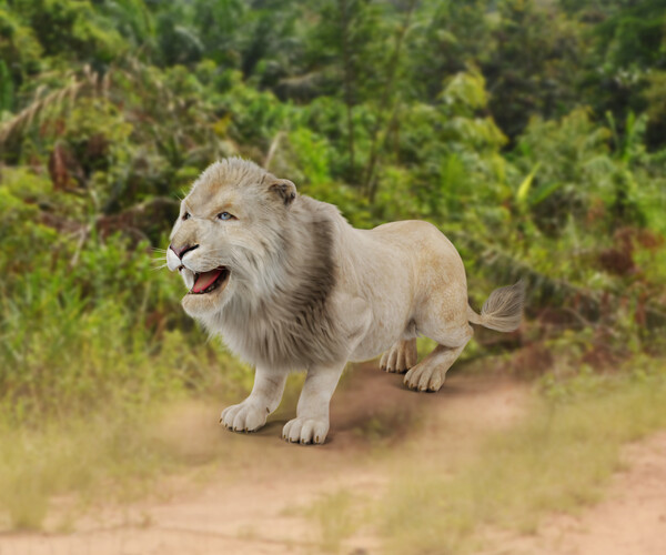 ArtStation - Fur White Lion Rigged and Animation in Blender | Game Assets