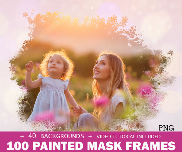 ArtStation - 100 Painted mask frames, photo frame, Photoshop overlay ...