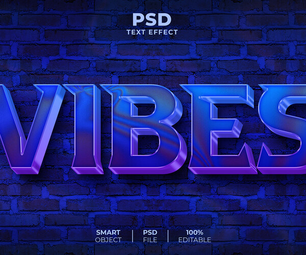 ArtStation - 3D Vibes. PSD fully editable text effect. Layer style PSD ...