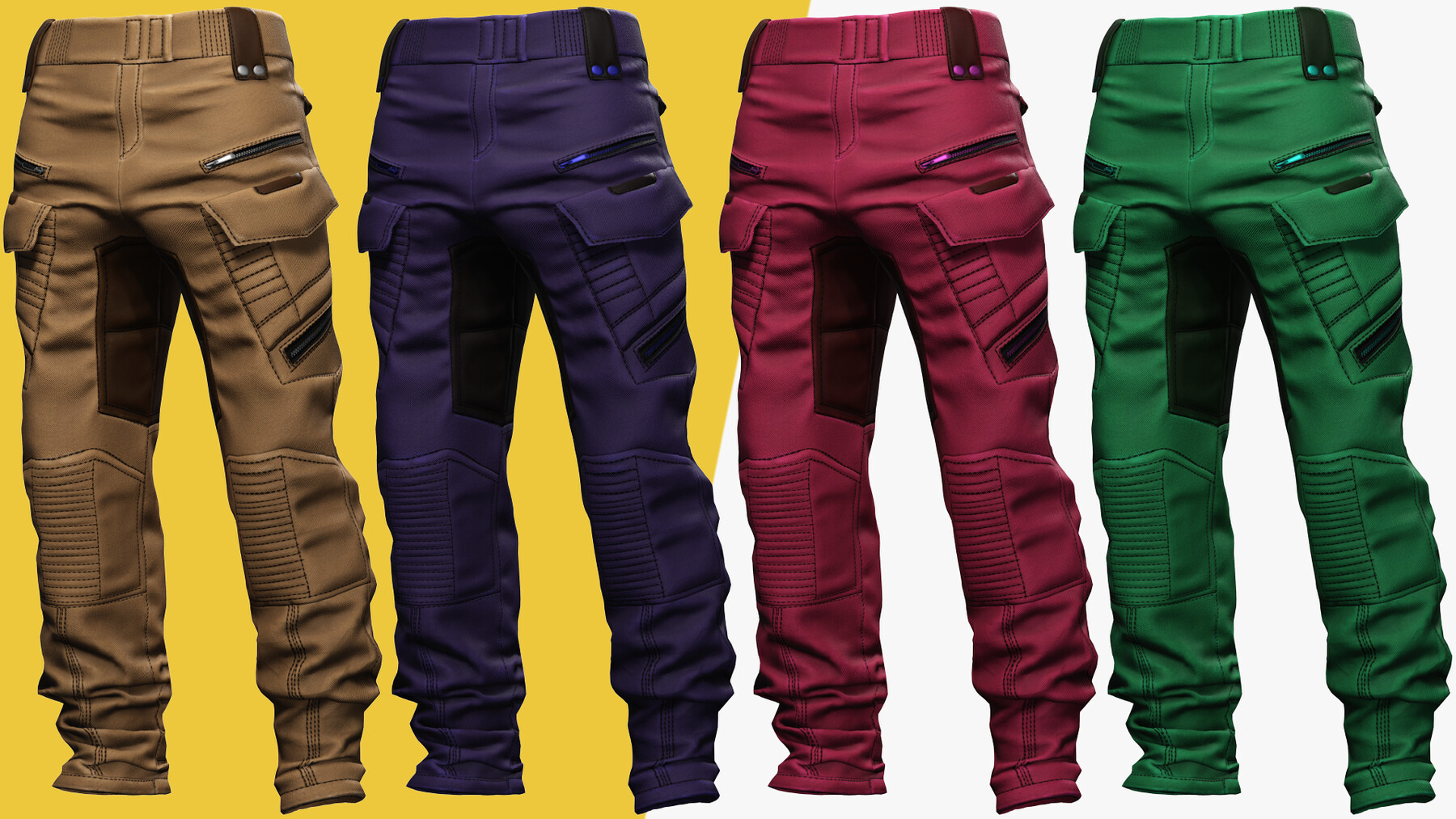 ArtStation - Realistic Pants 1 for Men Rigged Low-poly 3D model | Game ...