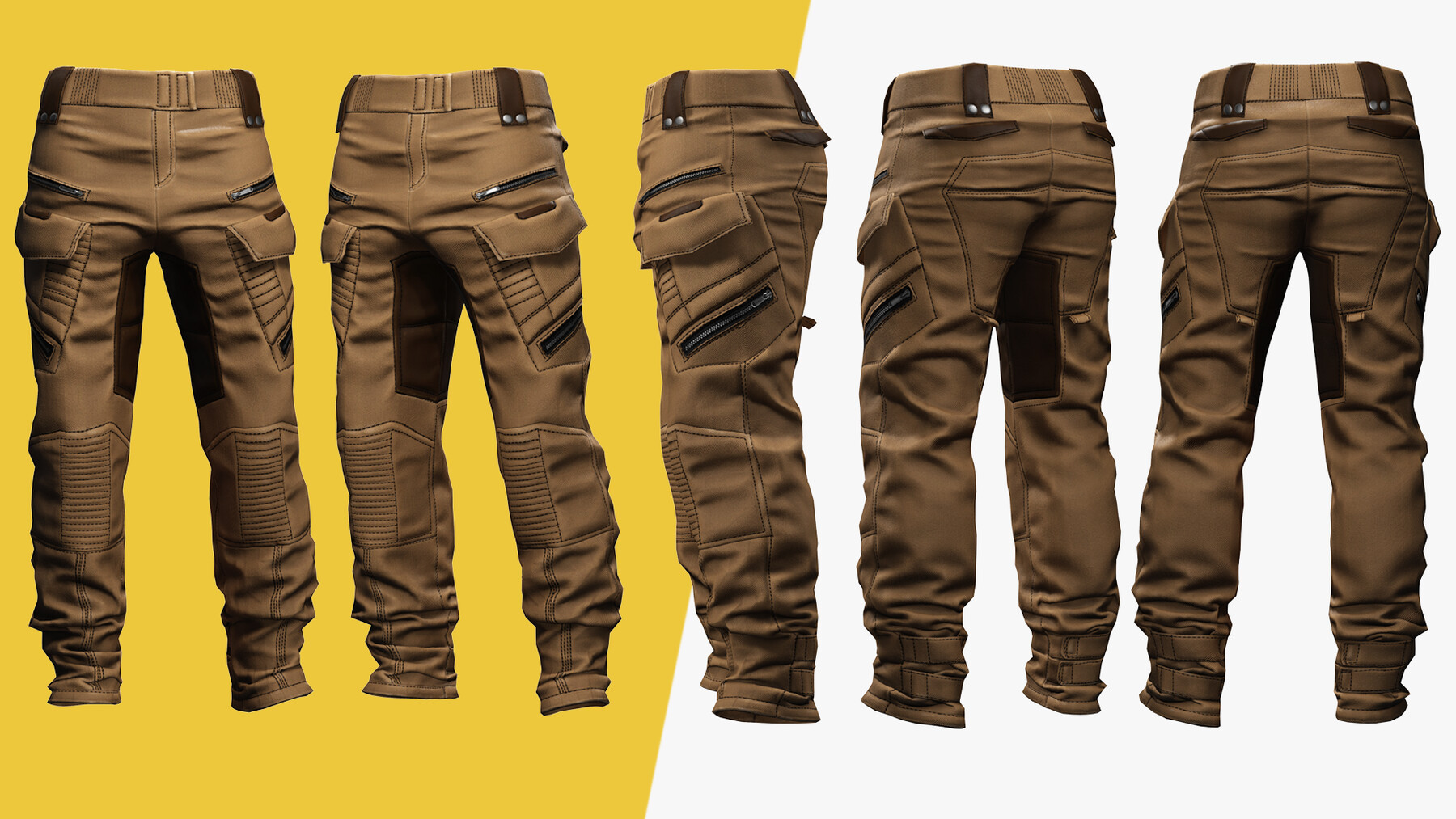 ArtStation - Realistic Pants 1 for Men Rigged Low-poly 3D model | Game ...
