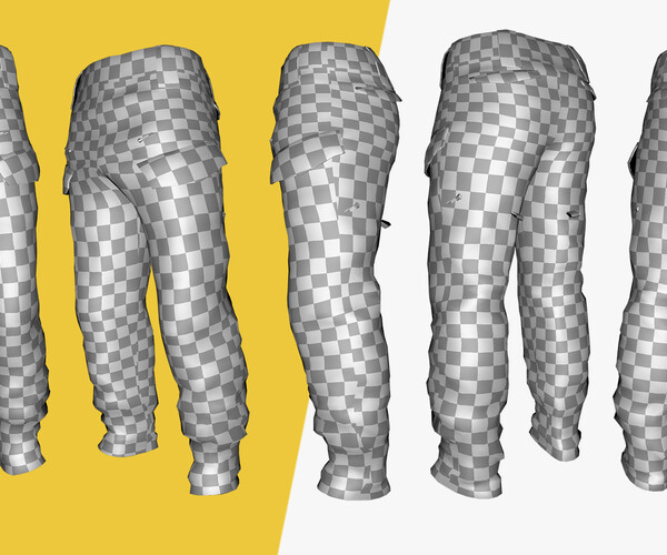 ArtStation - Realistic Pants 1 for Men Rigged Low-poly 3D model | Game ...