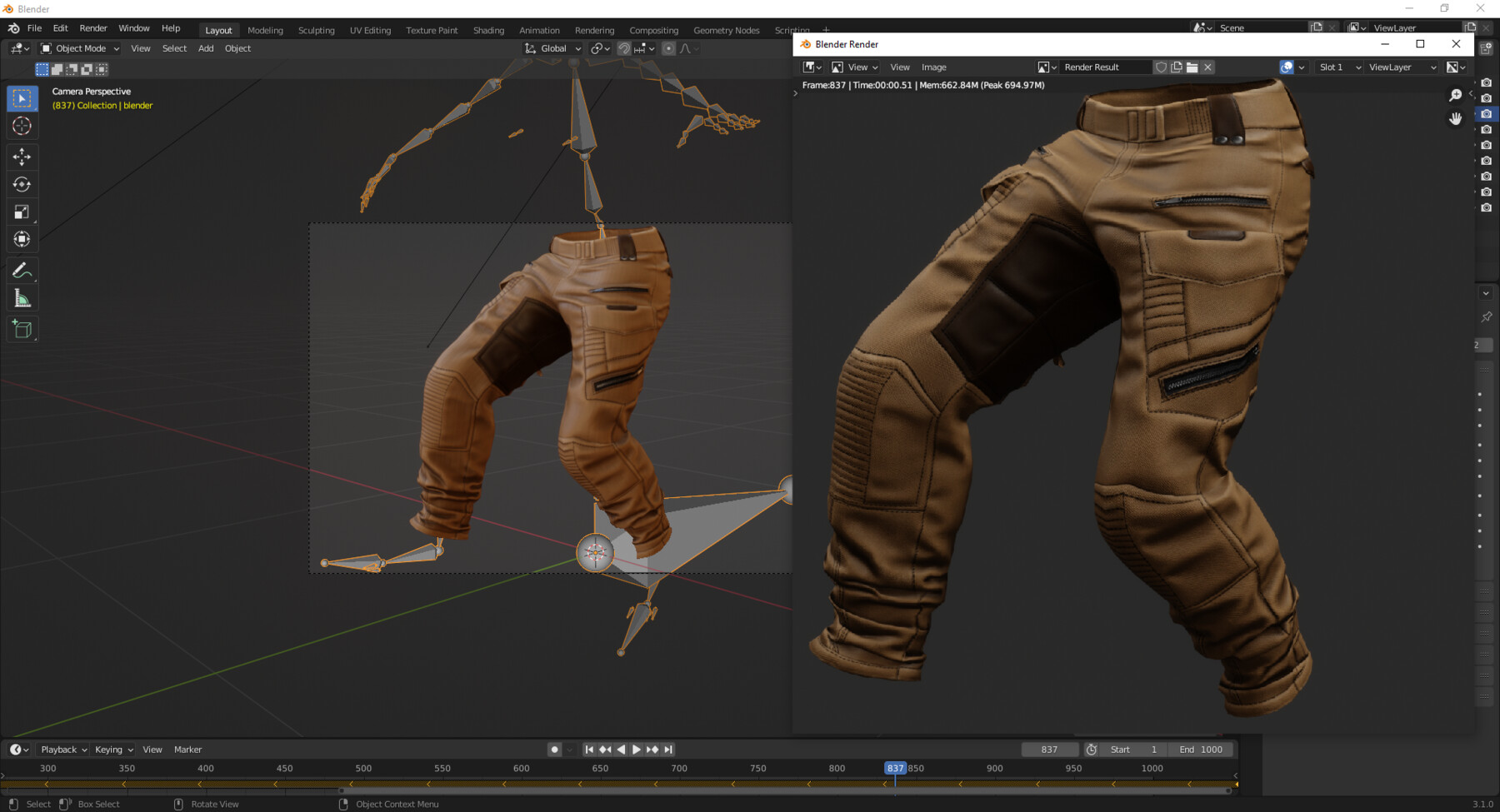 ArtStation - Realistic Pants 1 for Men Rigged Low-poly 3D model | Game ...