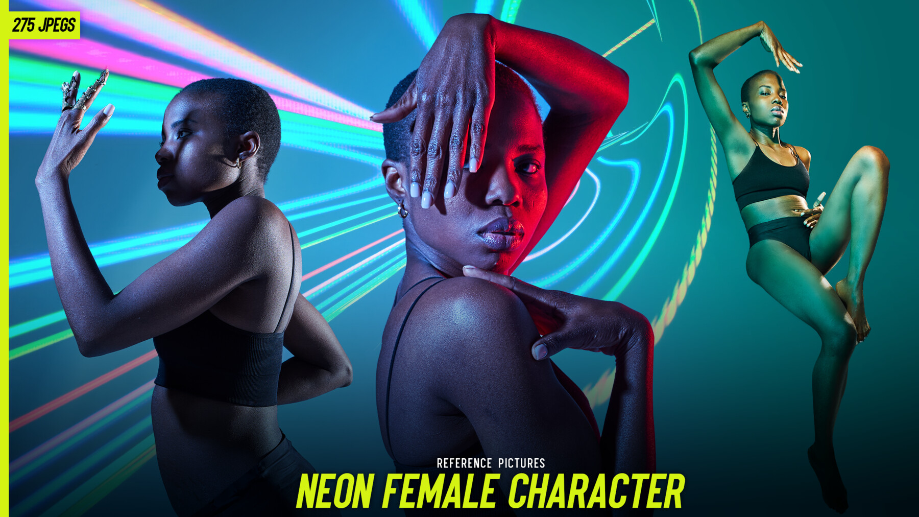 ArtStation - 275 Neon Female Reference Pictures + Portraits | Resources