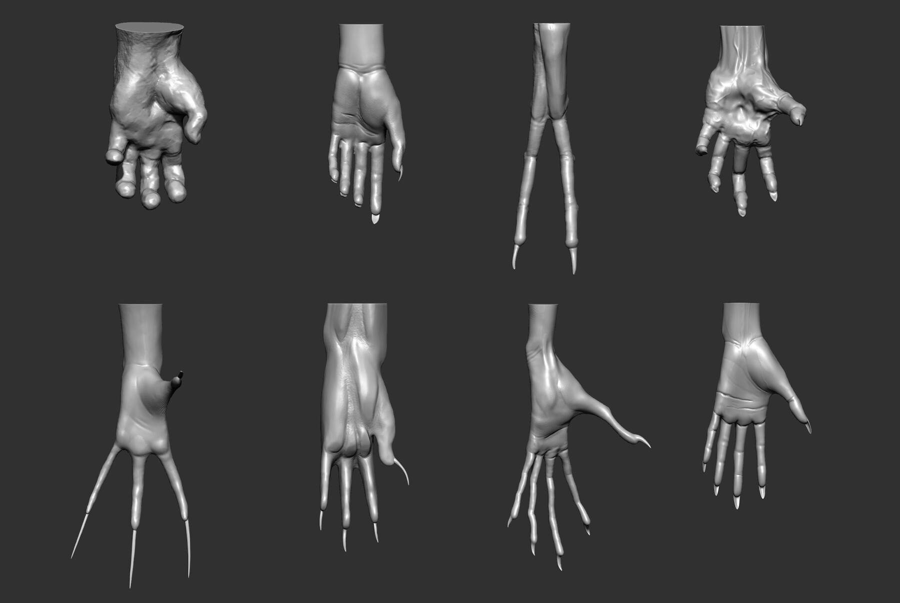 ArtStation - 8 IMM Creature & Monster hands set (OBJ & ZTOOL FILES ...