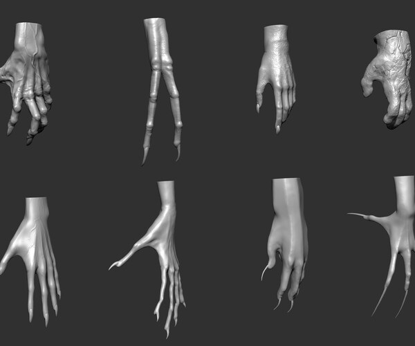 ArtStation - 8 IMM Creature & Monster hands set (OBJ & ZTOOL FILES ...