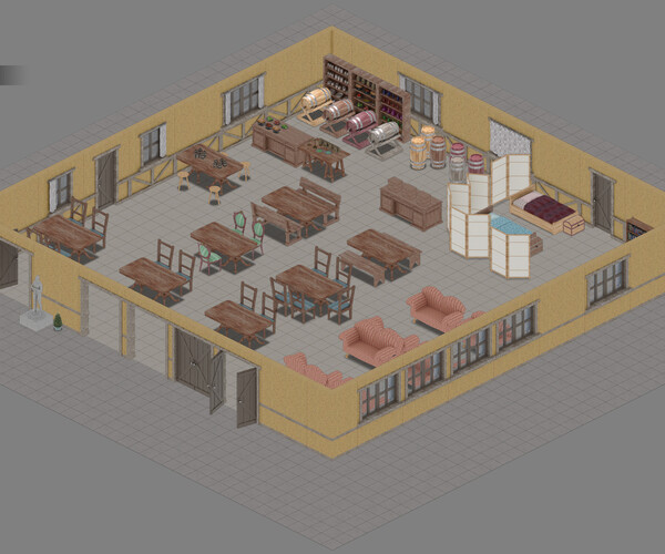 ArtStation - Isometric Medieval Indoor Tiles | Game Assets