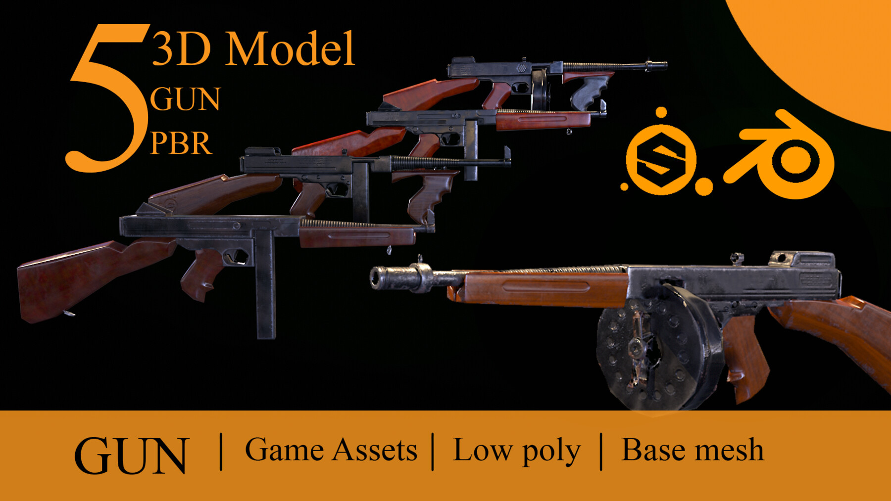 ArtStation - Gun- 5 Model-Game Assets-vol 01 | Game Assets