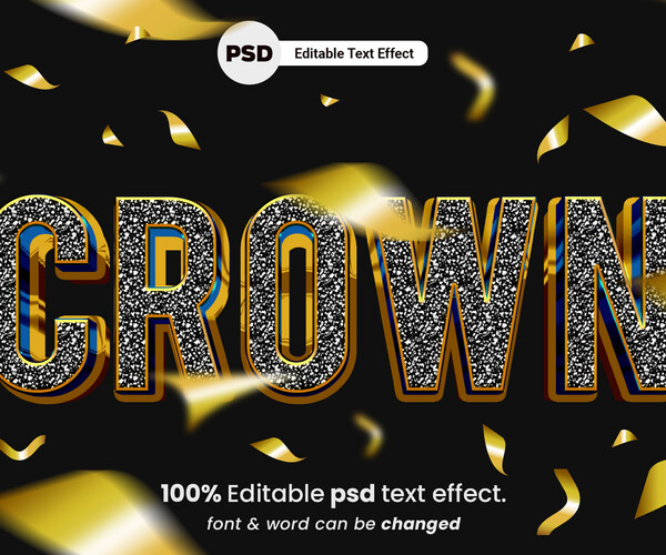 ArtStation - 3D Crown PSD fully editable text effect. Layer style PSD ...